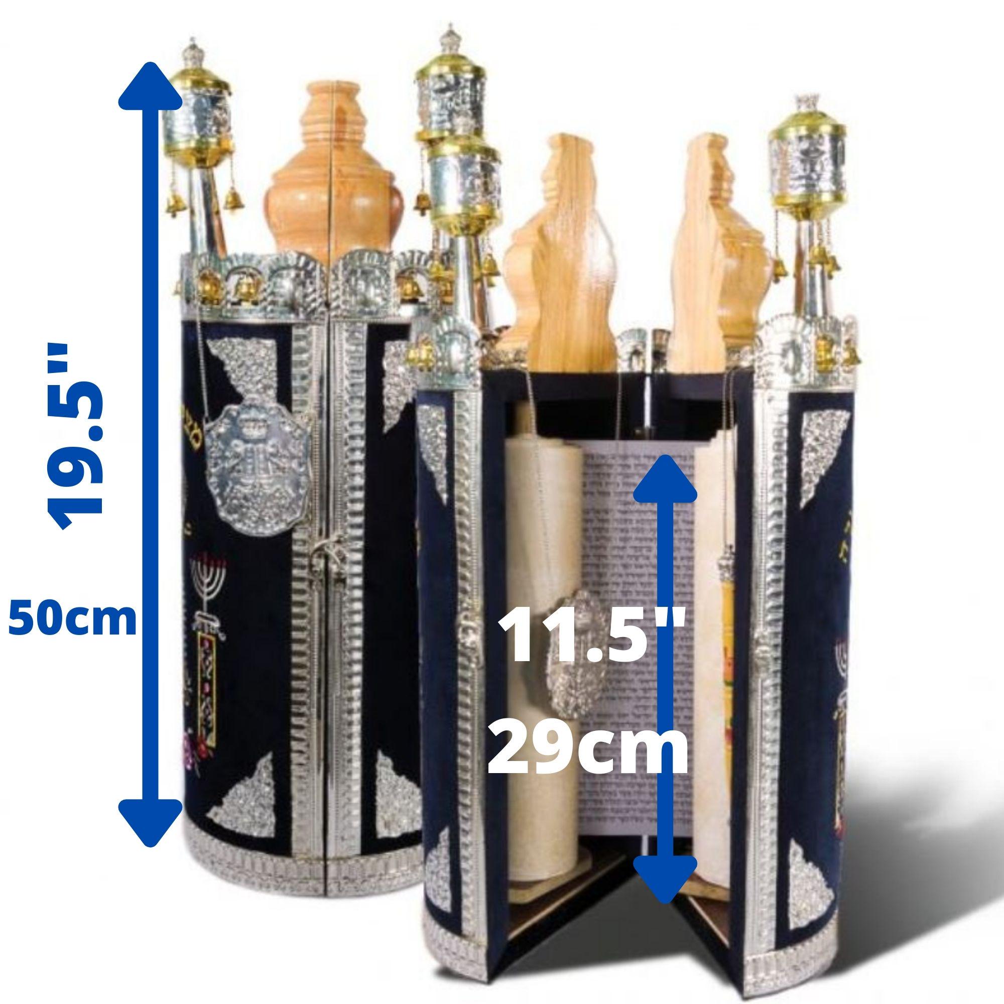 Glorious Sefer Torah Scroll Replica Big 19.5" Sefaradic Judaica Rimonim ...