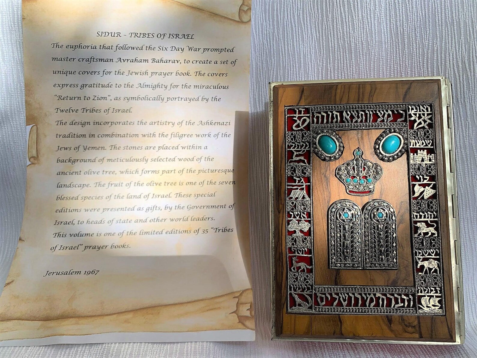 Limited Edition Siddur - 1967 Hebrew-english - 12 Tribes - Olive Wood ...