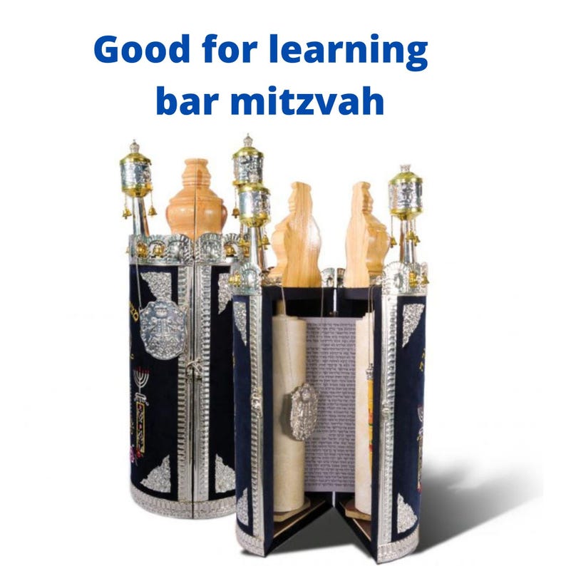 Glorious Sefer Torah Scroll Replica Big 19.5" Sefaradic Judaica Rimonim ...