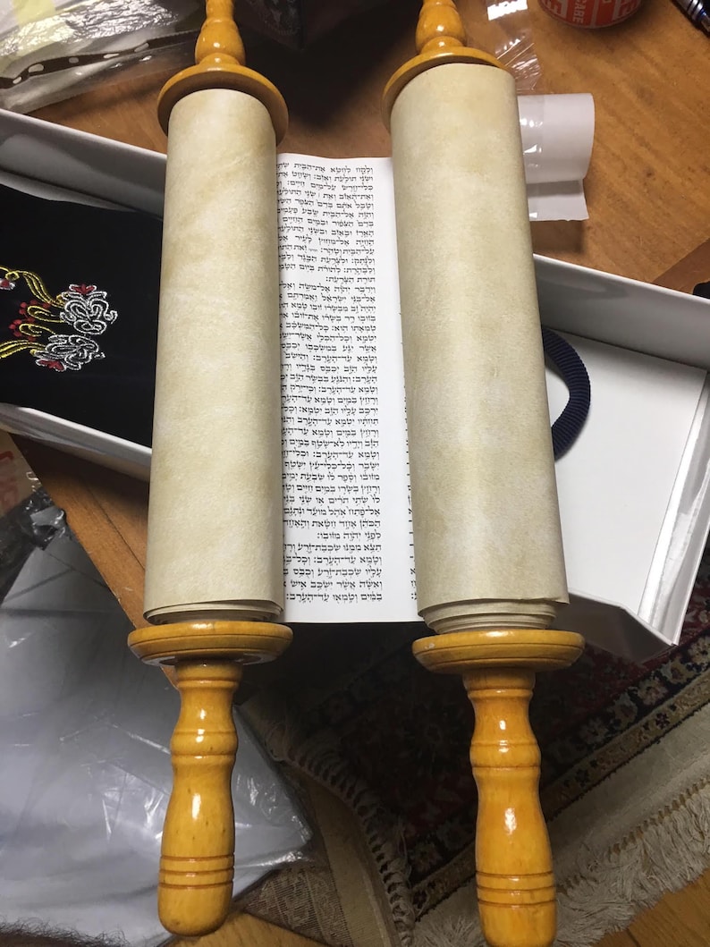 Big Sefer Torah Scroll Book Bible Hebrew&velvet Cover Israel 18.5"\47cm ...