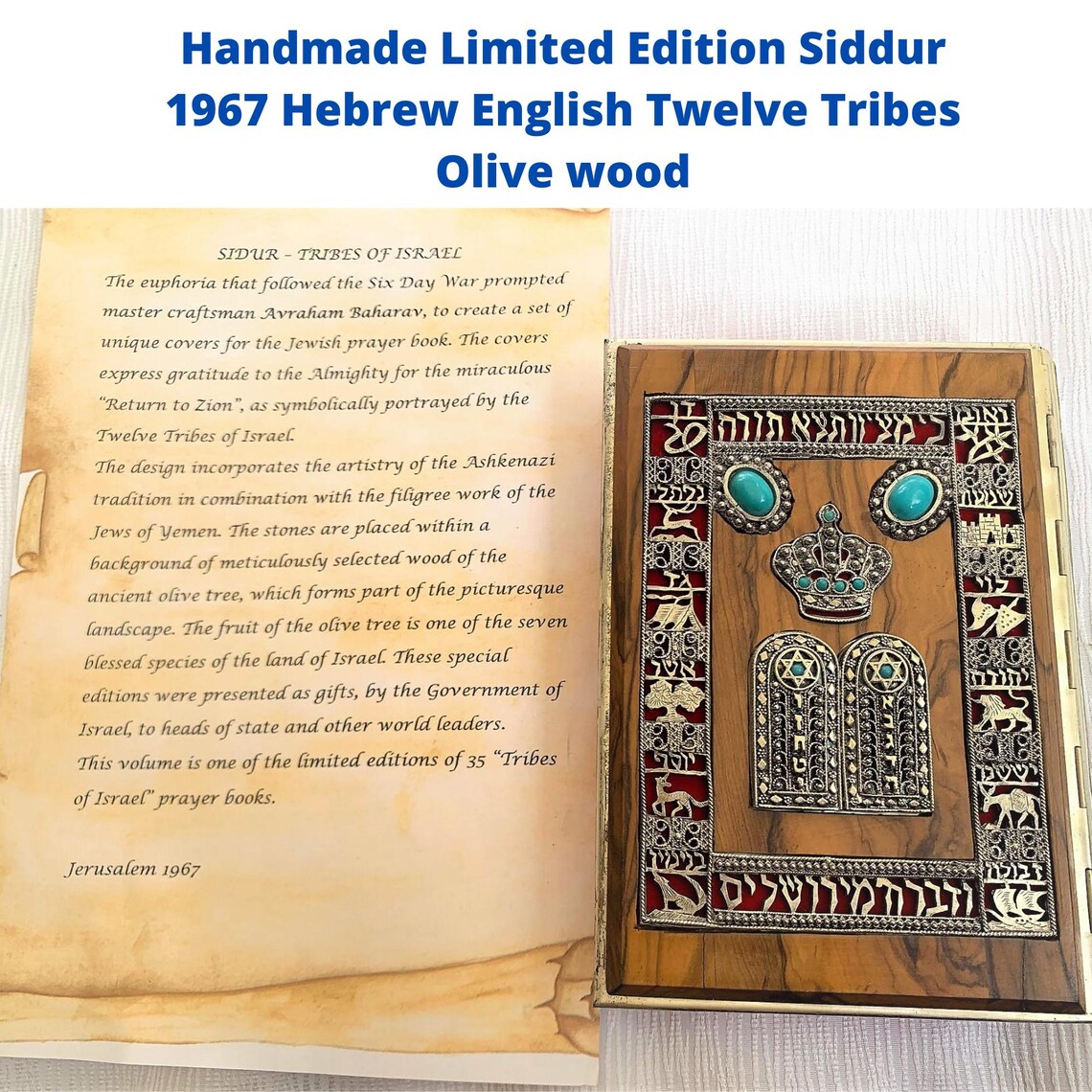 Limited Edition Siddur - 1967 Hebrew-english - 12 Tribes - Olive Wood ...