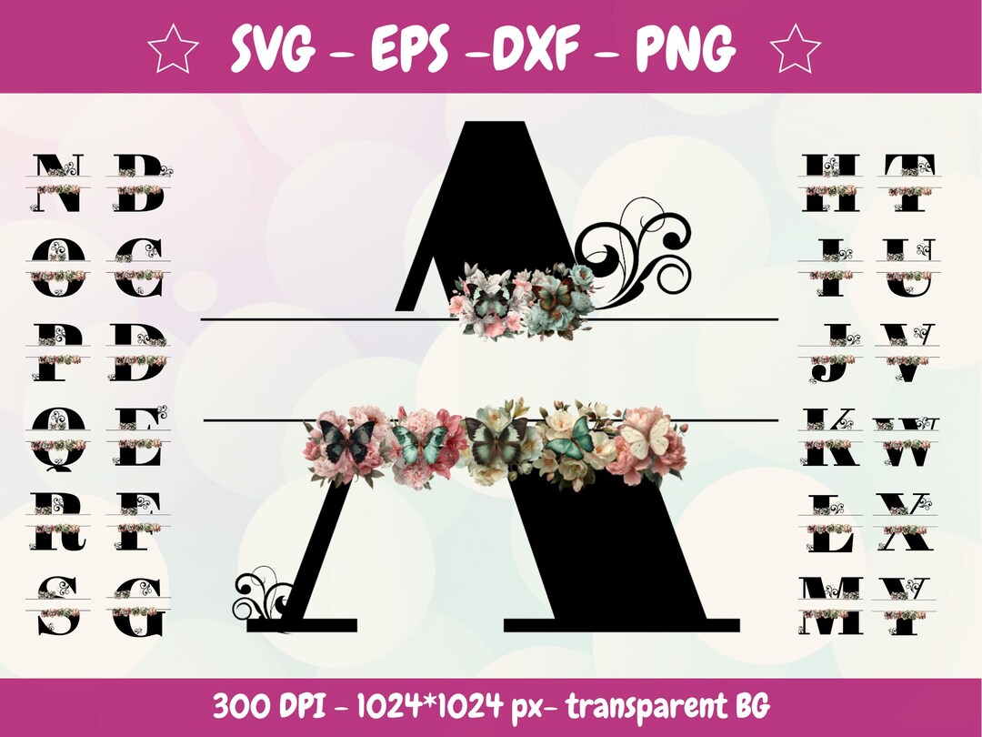 Fancy Letters A-Z SVG | Sticker Design for T-shirts, Mugs, Tumblers ...