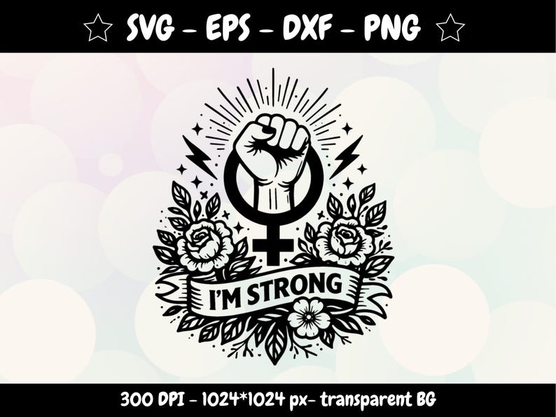 Silhueta de arte imprimível de mulher feminista independente e poderosa ...