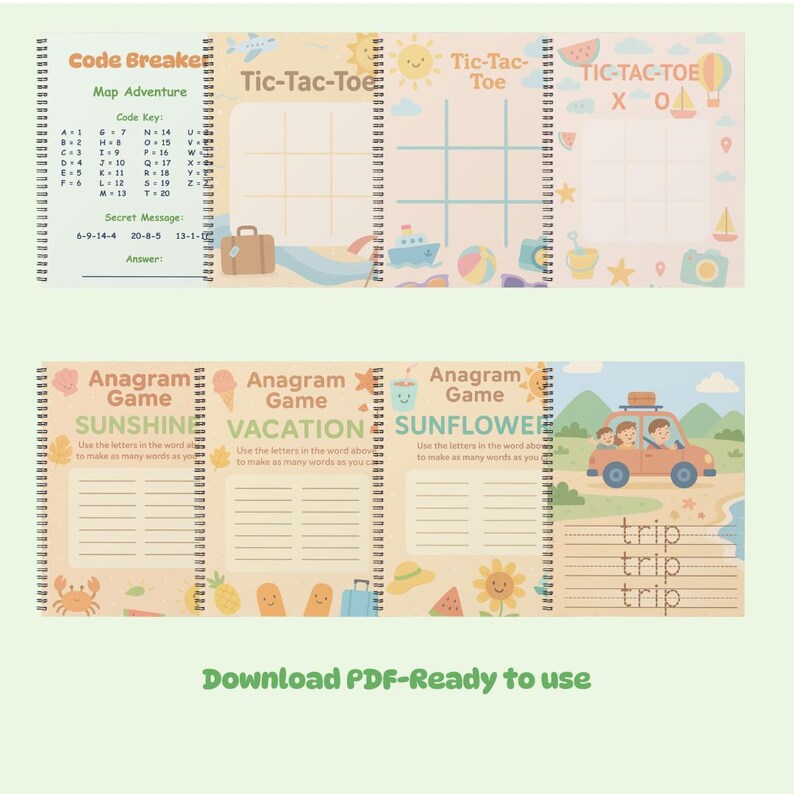 40 Summer Printable Activity Bundle With Coloring Pages, Word Search ...