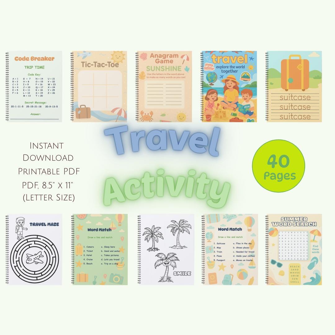 40 Summer Printable Activity Bundle With Coloring Pages, Word Search ...