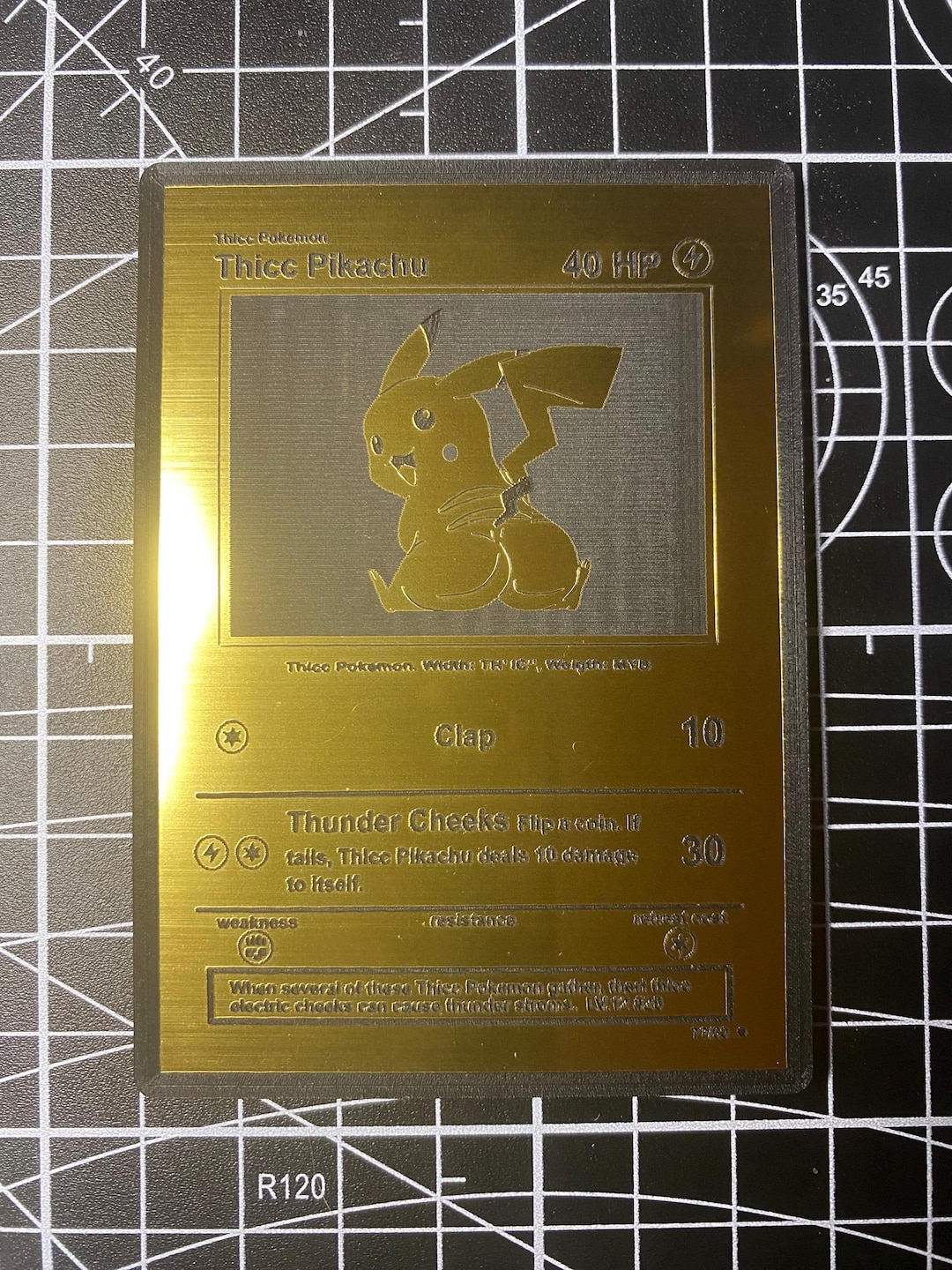 Brushed Gold Black Acrylic Pokemon Card Thiccachu - Etsy