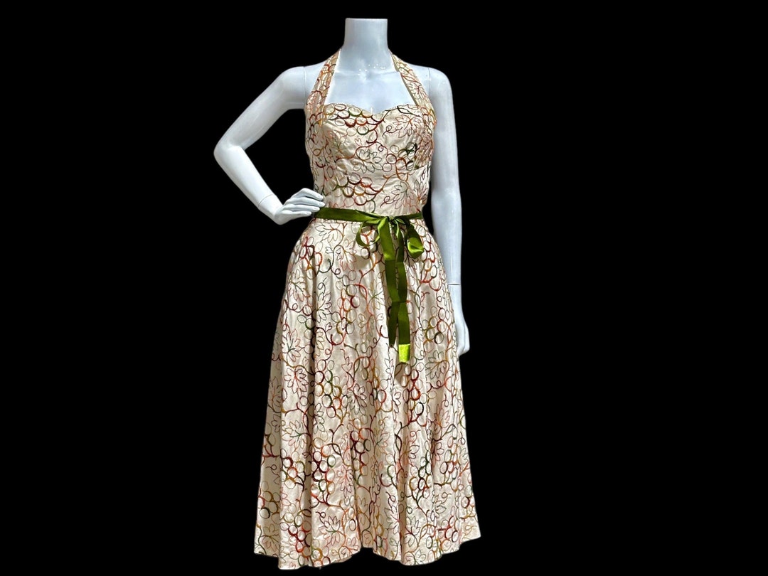 Vintage 1950s Cotton Pinup Dress, ALIX OF MIAMI Shelf Bust Halter ...