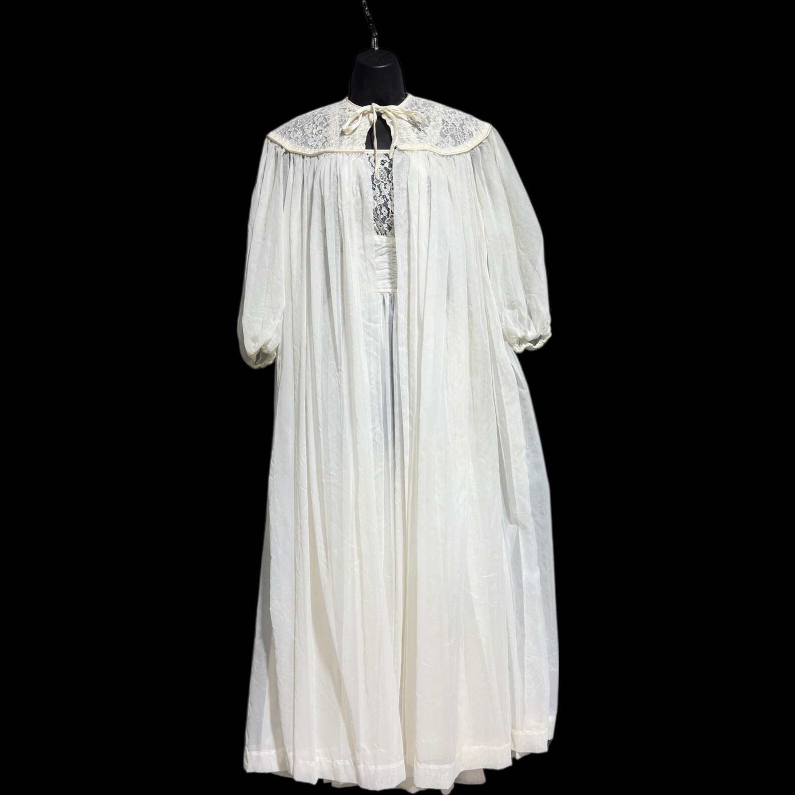 Vintage 1940s Nightgown Robe Set, Custom Made White Chiffon Wedding ...