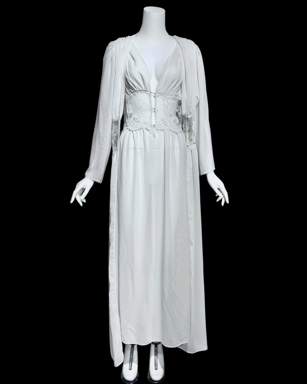 Reserved Vintage Nightgown Robe Set by FLORA NIKROOZ, Sheer off White ...