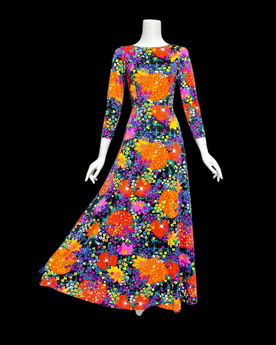 Reserved 1960s Neon Floral Maxi Dress, MARVELLA SCREEN PRINT Bold ...