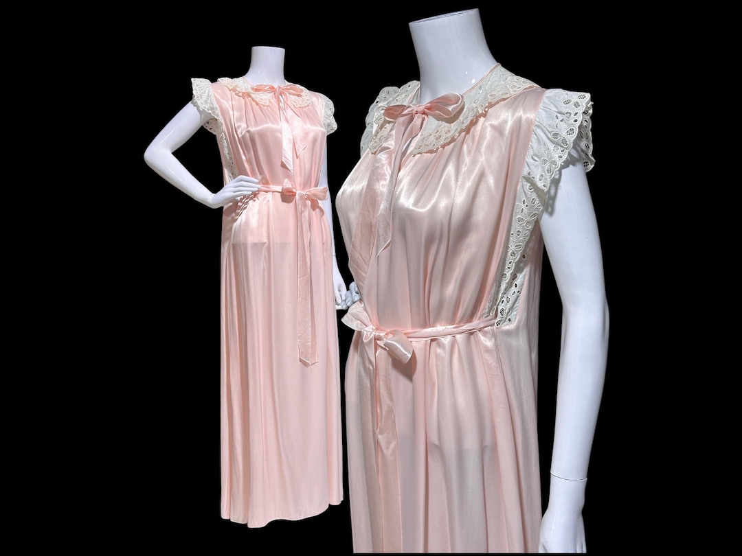 Vintage 1940s Nightgown Slip Dress, GODFRIED Pink Bur-mil Rayon With ...