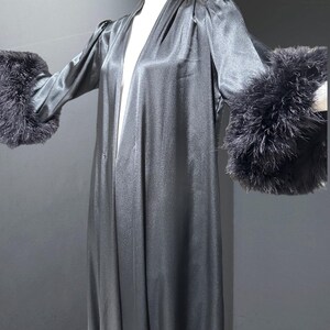 Vintage Marabou Dressing Gown Robe, LUCIE ANN Inky Black Feather Wrap ...