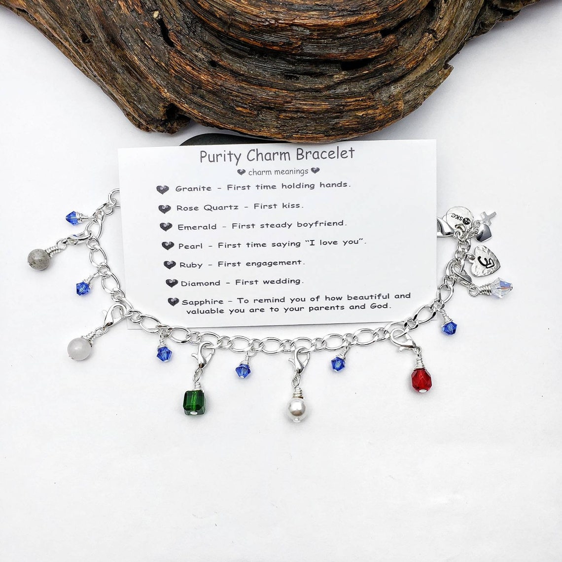 Silver Plated Purity Charm Bracelet With Detachablecharms - Etsy