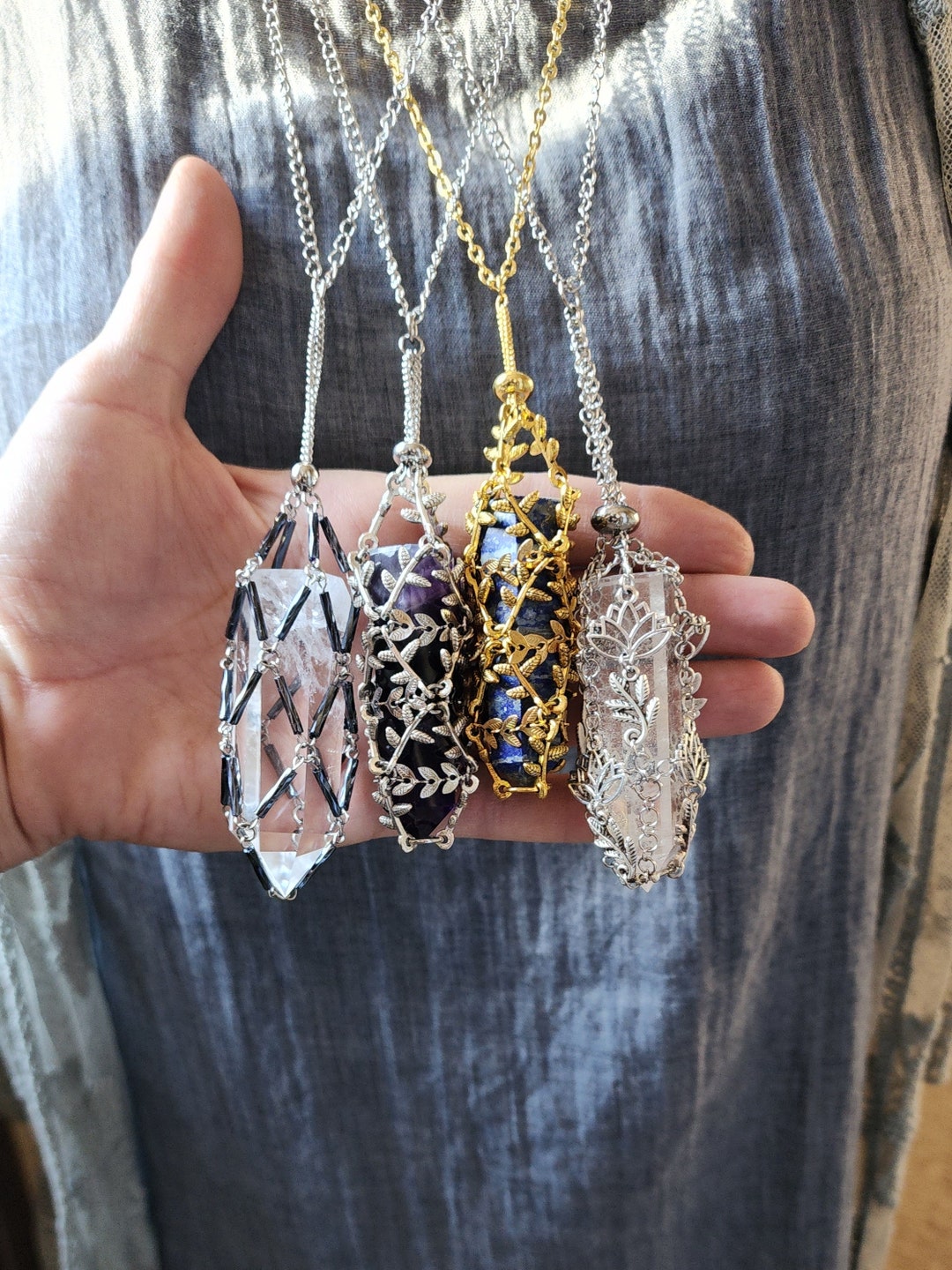 Crystal Holders 4 Different Styles 24" Long Chain - Etsy