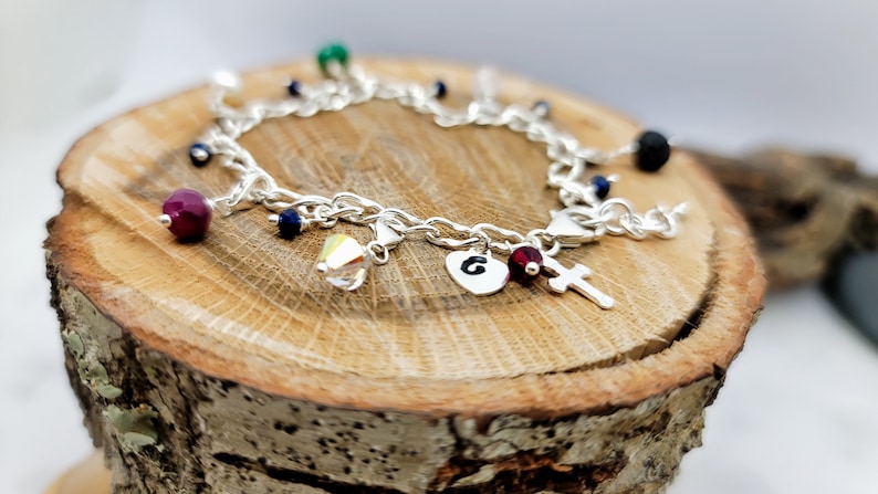 Sterling Silver Purity Charm Bracelet, With Genuine Gemstones ...