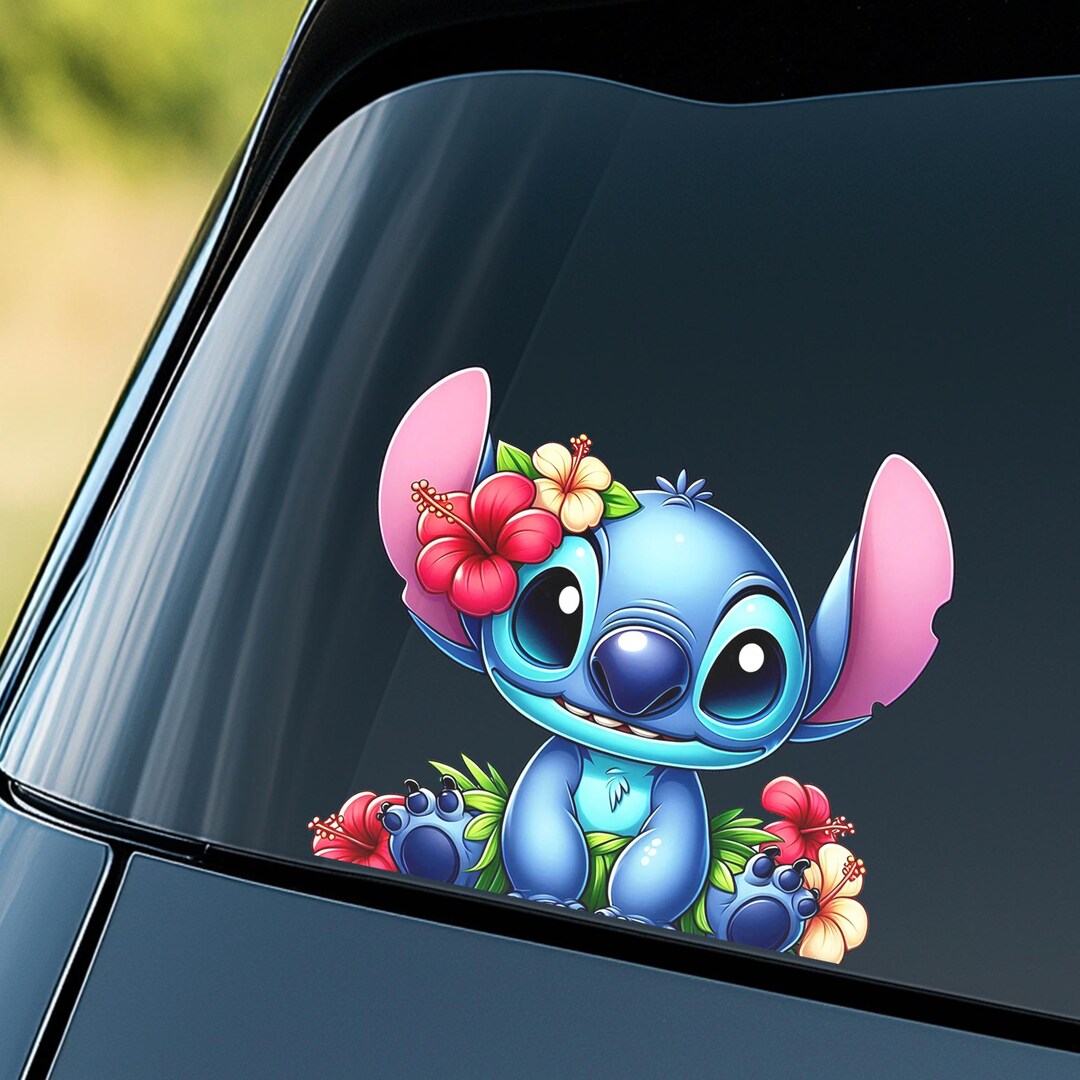 Cute Hawaiian Stitch Peeker Peeking Car Window Decals - Tropical Bumper ...