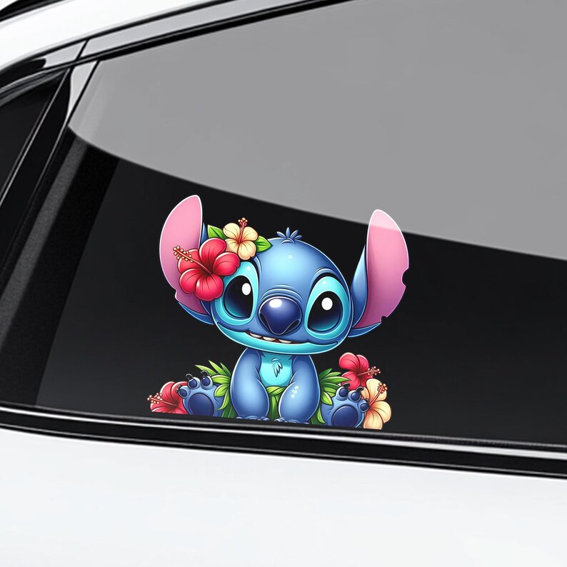 Cute Hawaiian Stitch Peeker Peeking Car Window Decals - Tropical Bumper ...