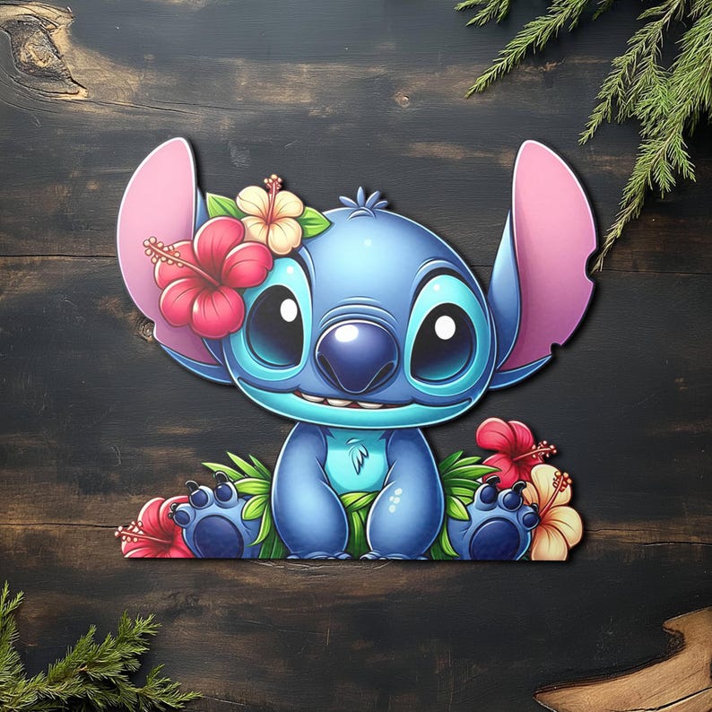 Cute Hawaiian Stitch Peeker Peeking Car Window Decals - Tropical Bumper ...