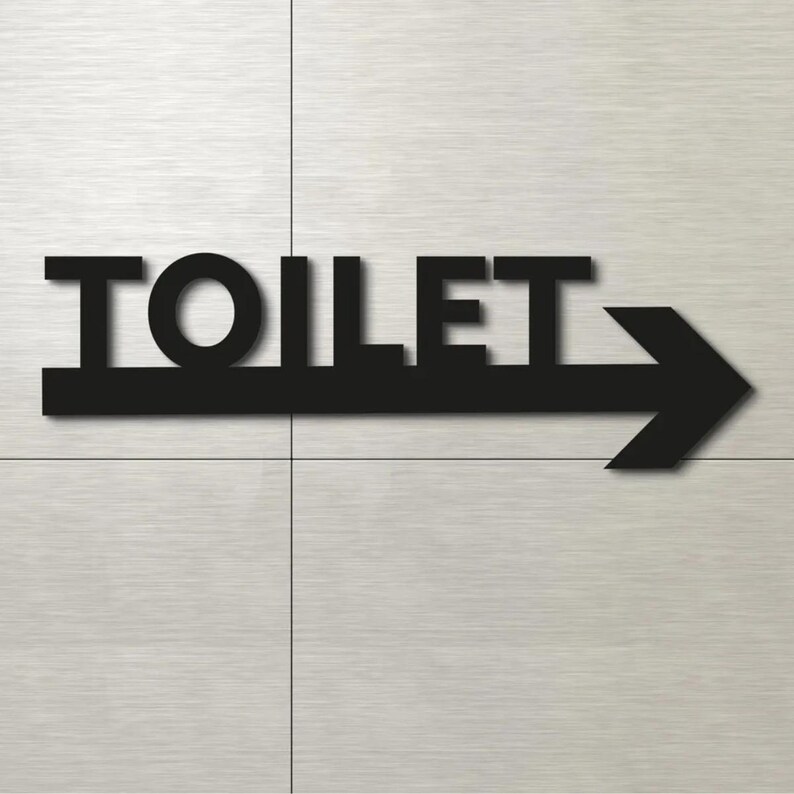 Custom Restroom Sign, Toilet Direction Arrow Acrylic Sign, Personalized ...