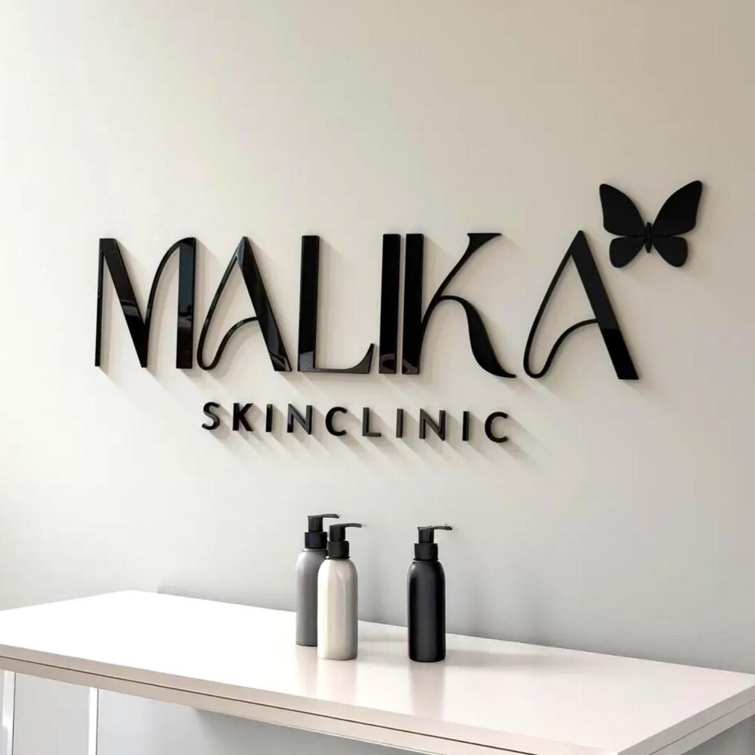 Custom Acrylic Clinic Logo Sign | Black 3mm Acrylic Business Wall Sign ...