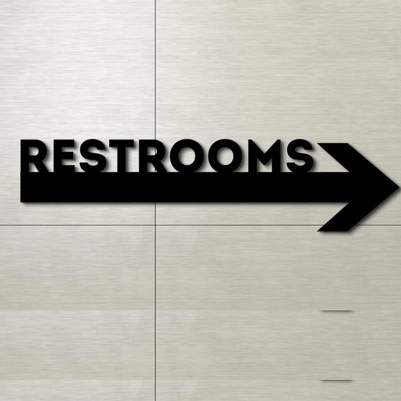 Custom Restroom Sign, Toilet Direction Arrow Acrylic Sign, Personalized ...