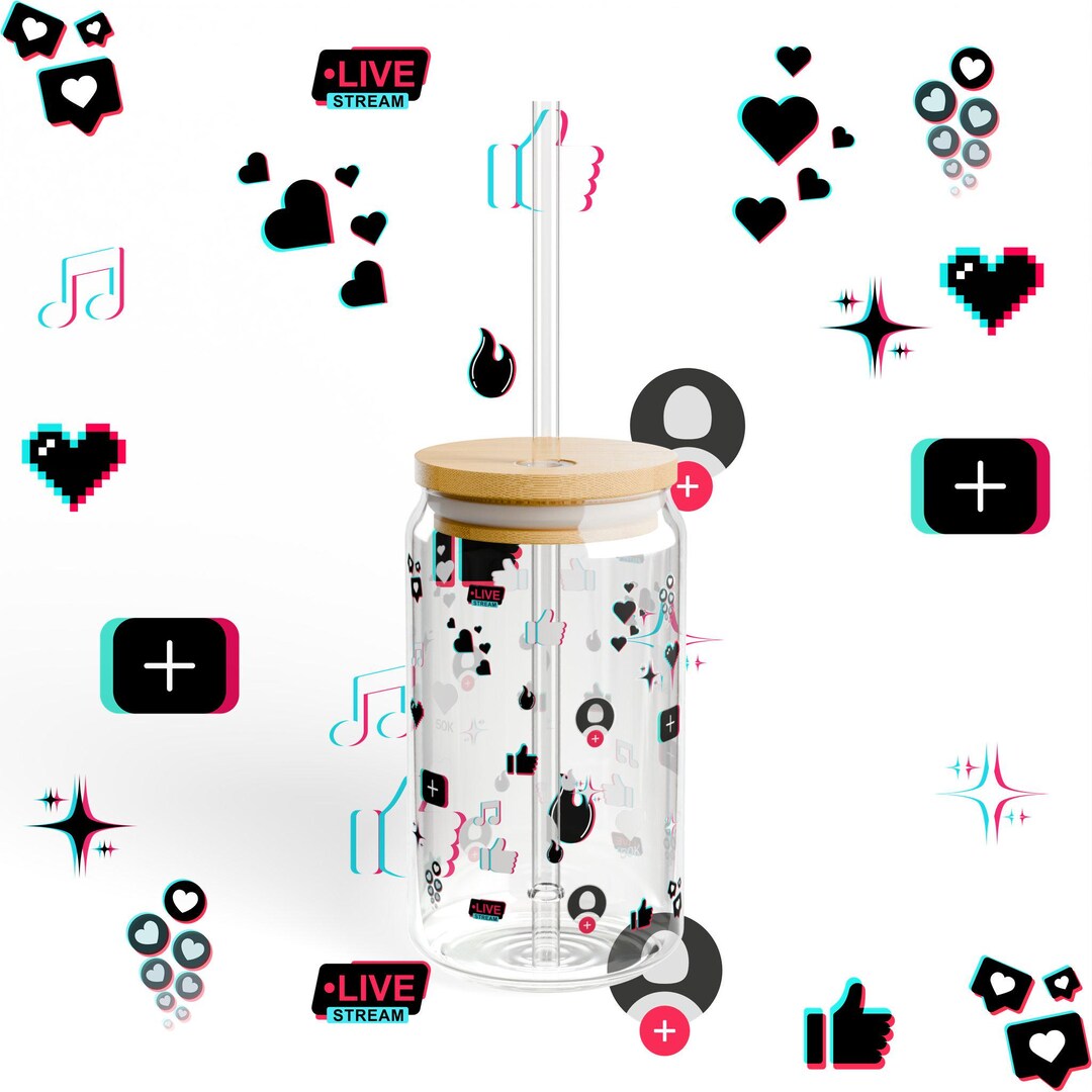Tiktok Sipper Glass, 16oz - Trendy Social Media Influencer Drinking Cup ...