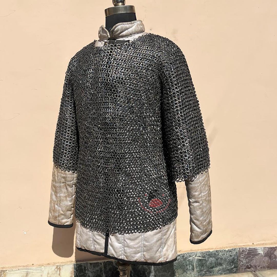 Titanium Chainmail Haubergeon Construction 9MM Every Ring Dome Flat ...