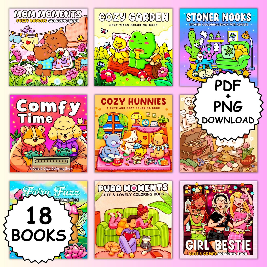 Bold and Easy Coloring Book Bundle – 18 PDF Books (700+ Pages) | Simple ...