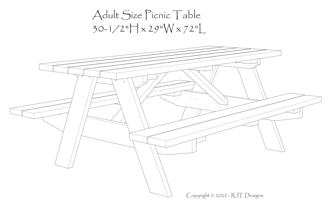 Picnic Table Plans Adult and Child's Size PDF Version - Etsy