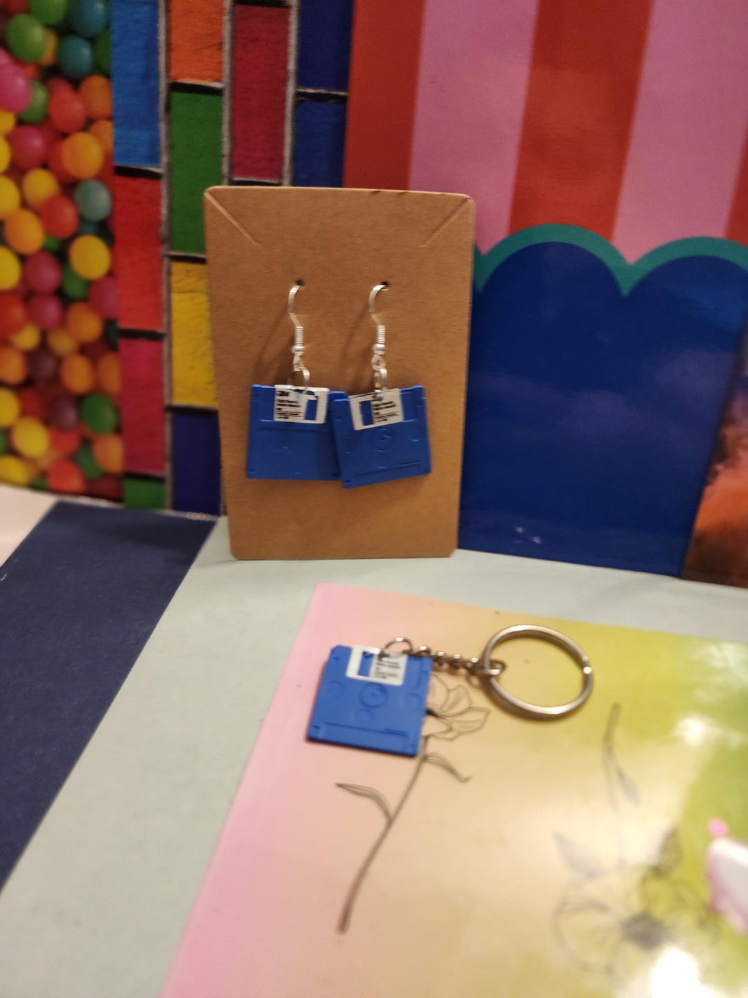 Mini Brands Floppy Disk Earring and Keychain Set - Etsy