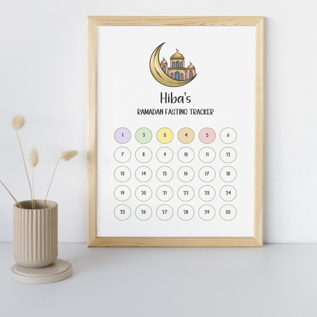 Ramadan Fasting Tracker for Kids Editable and Printable PDF A4, US ...