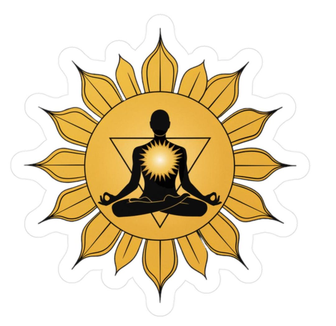 Solar Plexus Chakra Decal: Yellow Sunburst Meditation Silhouette - Etsy