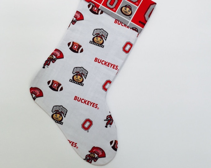 Ohio State Buckeyes and Brutus Christmas Stocking, Lined 16 Long, White ...