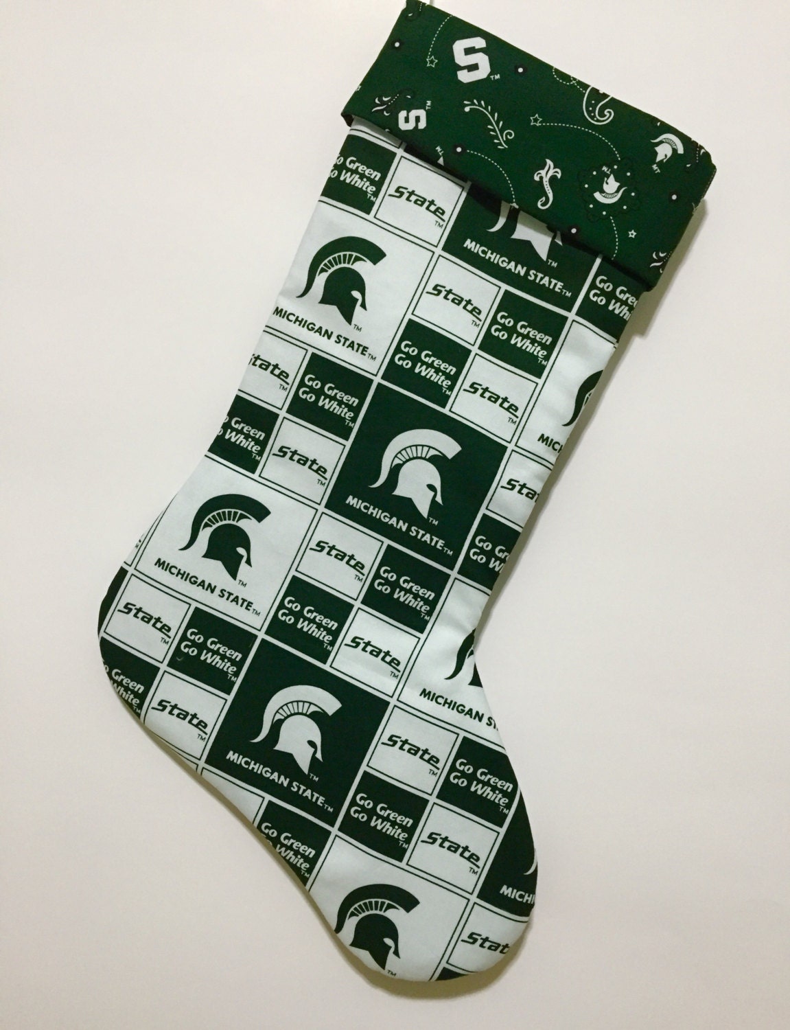 Spartans Michigan State University Fabric Block Pattern With Paisley ...