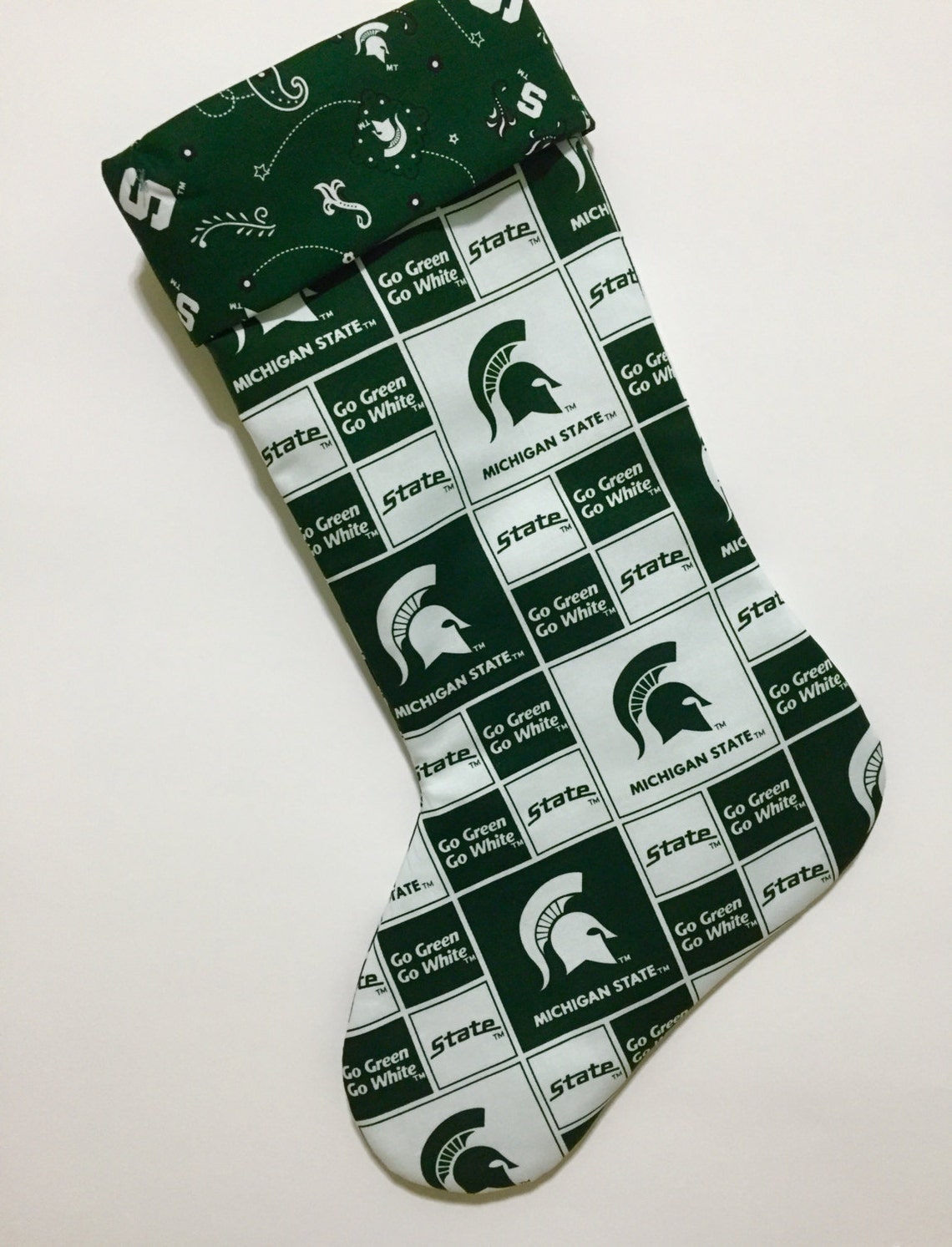 Spartans Michigan State University Fabric Block Pattern With - Etsy