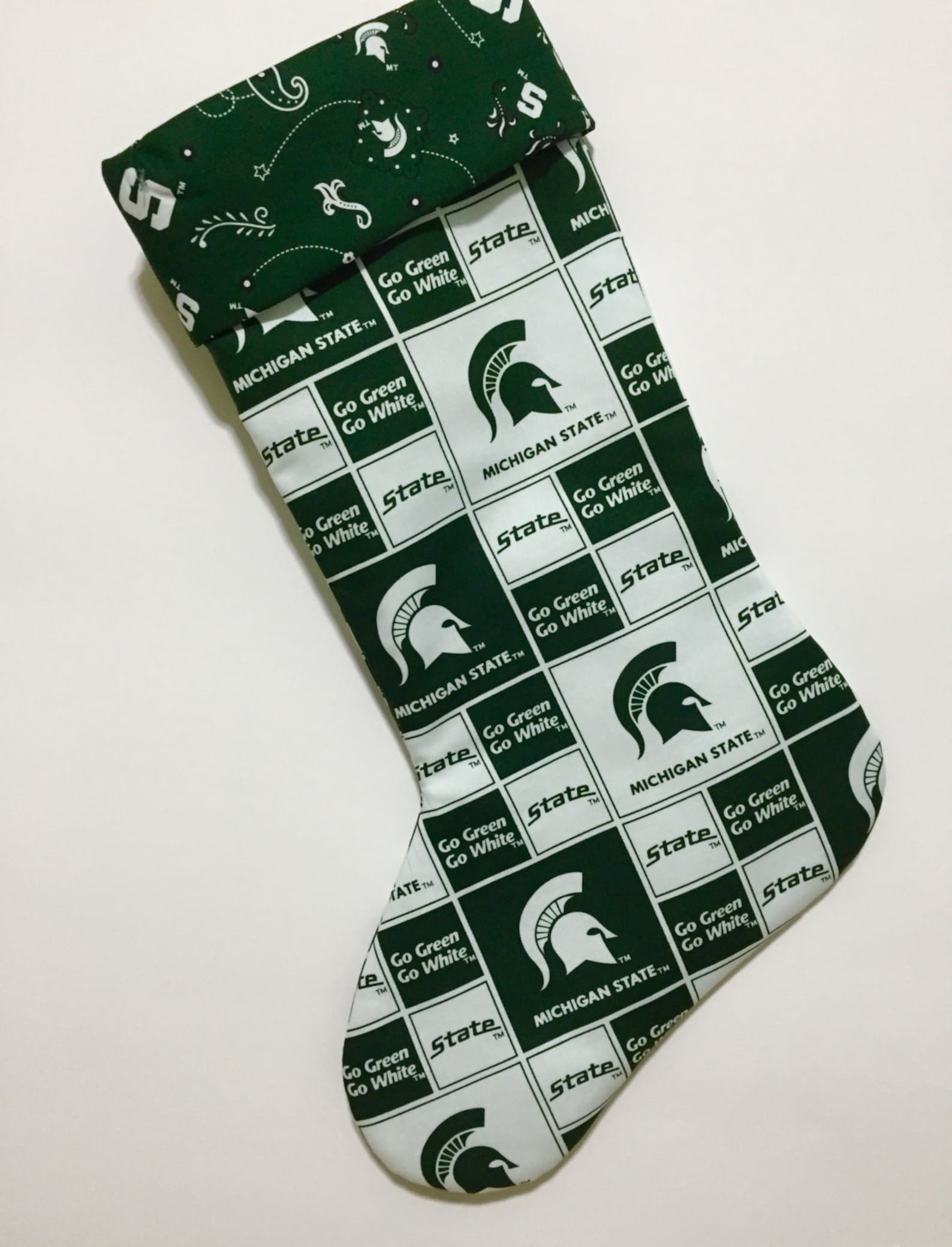Spartans Michigan State University Fabric Block Pattern With Paisley ...