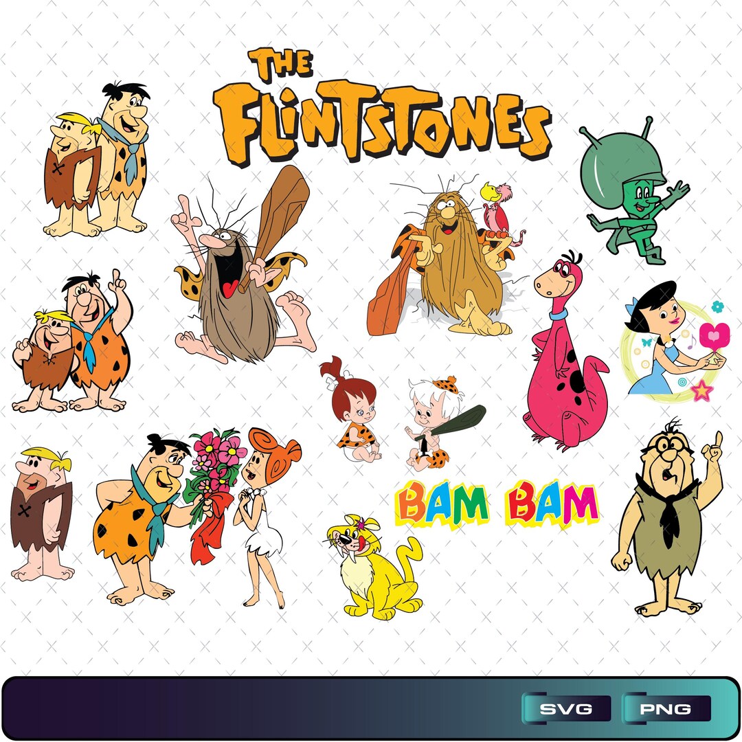 Flintstone SVG and PNG Files - Etsy