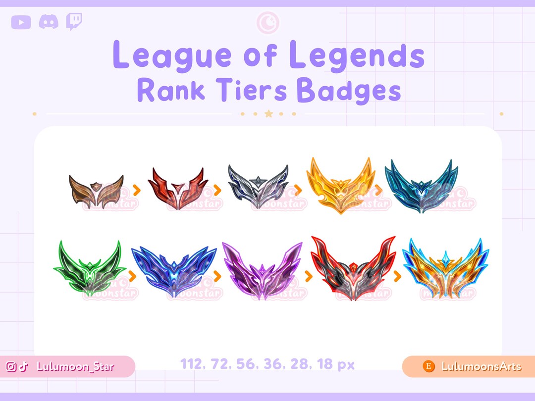 League of Legends Sub Badges | Hand-drawn LOL Rank Tier Icons | Channel ...
