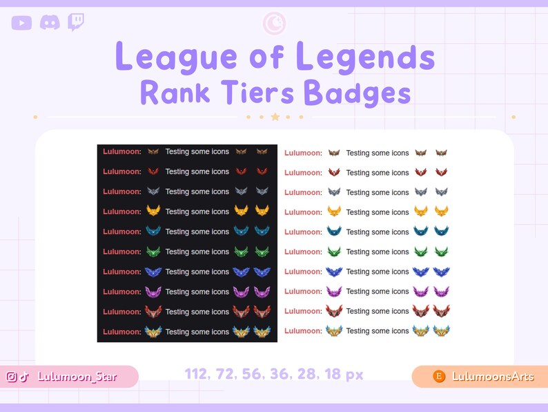 League of Legends Sub Badges | Hand-drawn LOL Rank Tier Icons | Channel ...