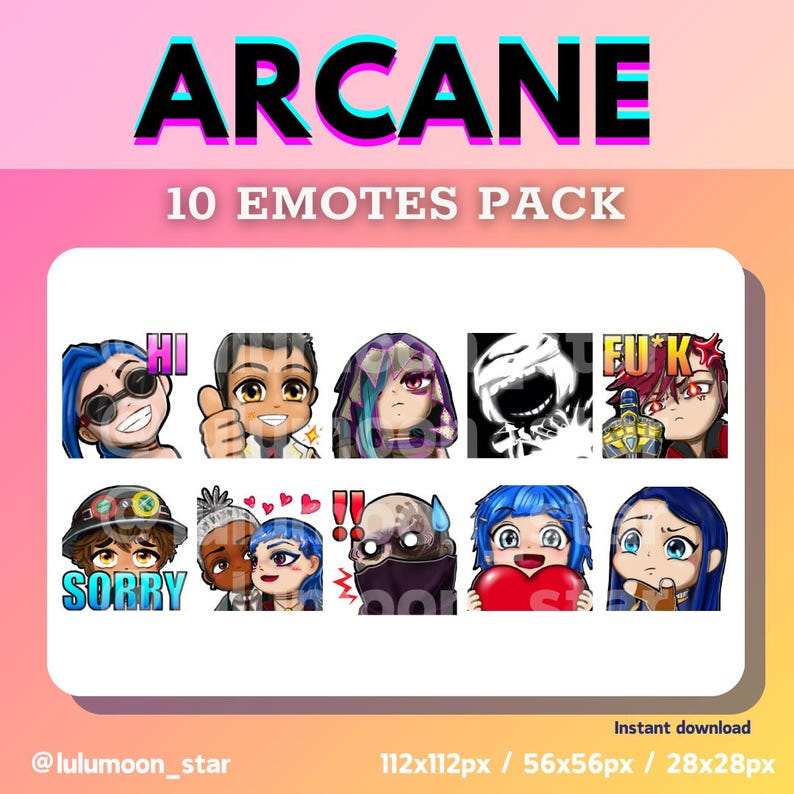 Arcane Chibi Emotes Pack (10) | League of Legends Inspired - Etsy