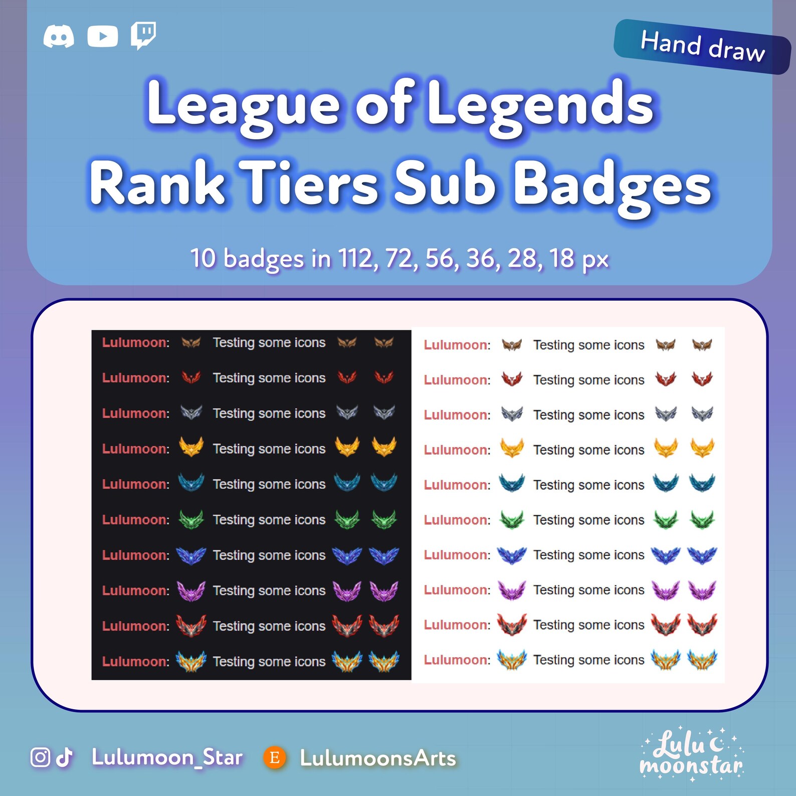 League of Legends Rank Tier Sub Badges – Hand-draw Set of 10 ...