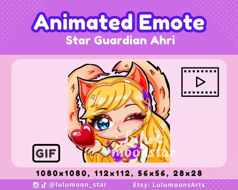 Star Guardian Ahri Animated Emote | Cute League of Legends Stream Emote ...