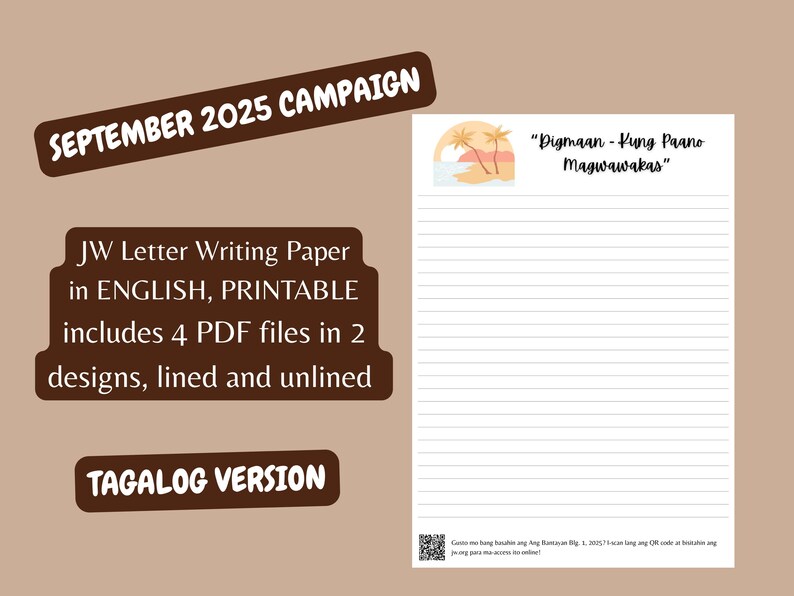 Tagalog JW Letter Writing Stationery for September 2025 Special ...