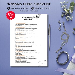Wedding Music Checklist, Printable Wedding Planner, PDF File, to Do ...