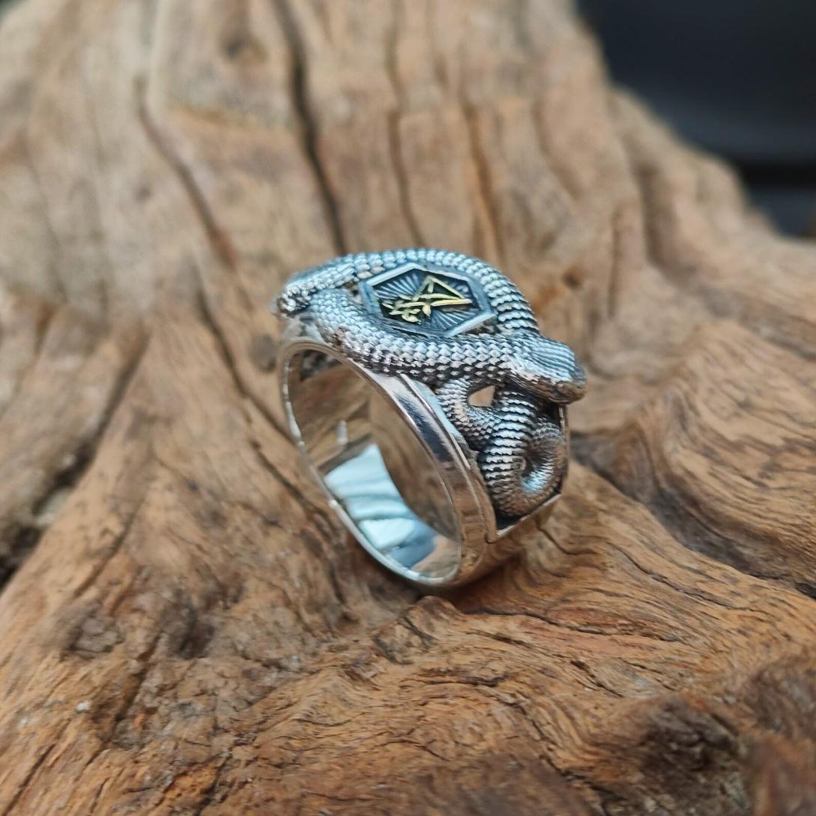 Lucifer Sigil Snake Ring – Handmade 925 Sterling Silver Gothic Signet ...
