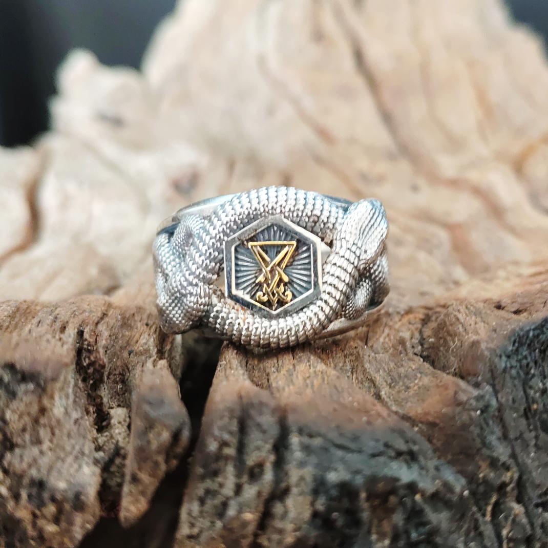 Lucifer Sigil Snake Ring – Handmade 925 Sterling Silver Gothic Signet ...