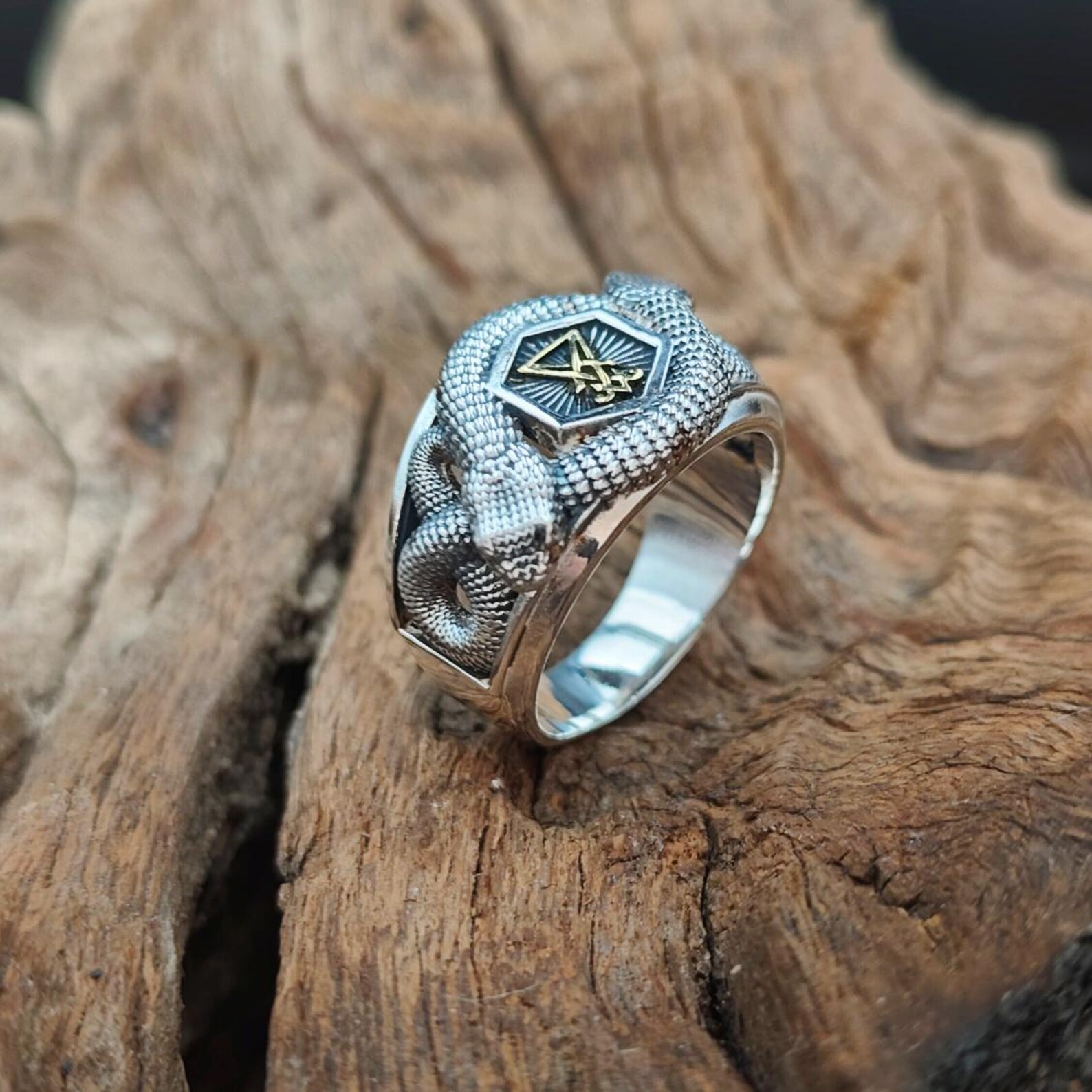 Lucifer Sigil Snake Ring – Handmade 925 Sterling Silver Gothic Signet ...