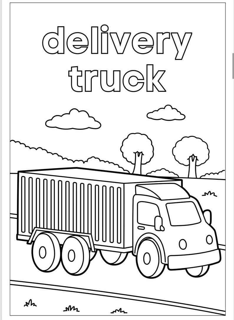 Children Truck Colouring Book - Digital - Etsy