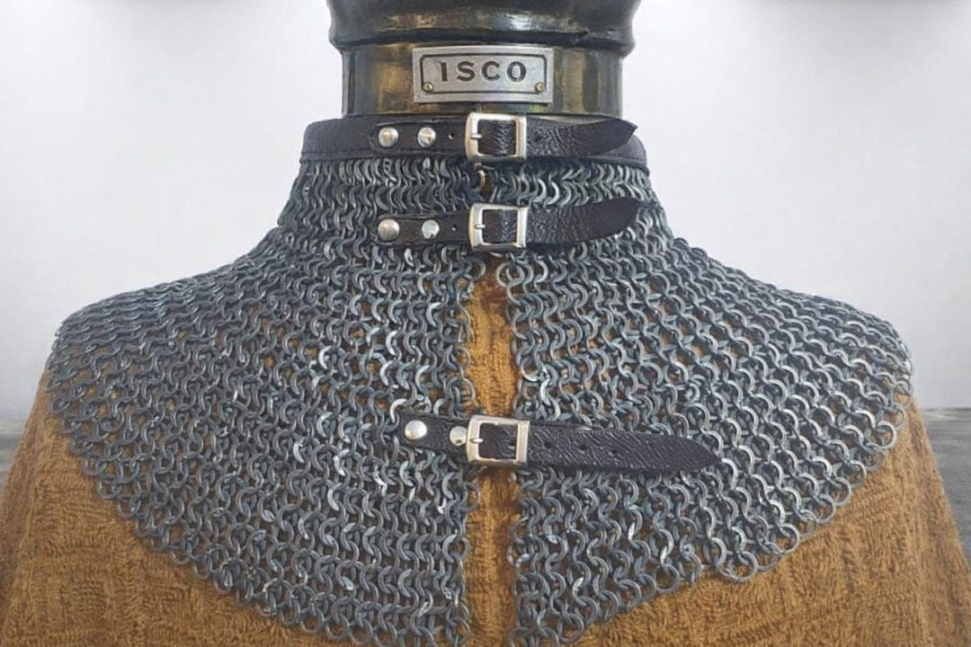 Medieval Authentic Riveted Metal Ring Chainmail Standard Neck Collar ...
