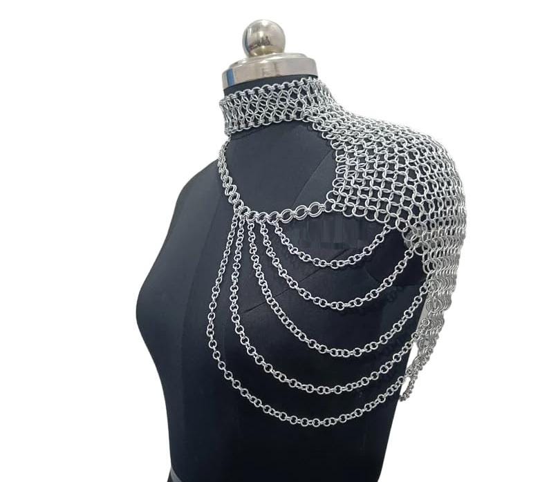 Handcrafted Medieval Chainmail Shoulder Armor – Gothic Chain Epaulet ...